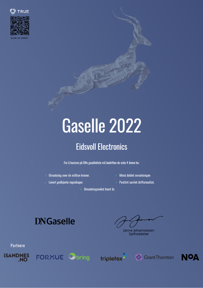 EIDEL awarded GASELLE 2022 - Eidel - Engelsk